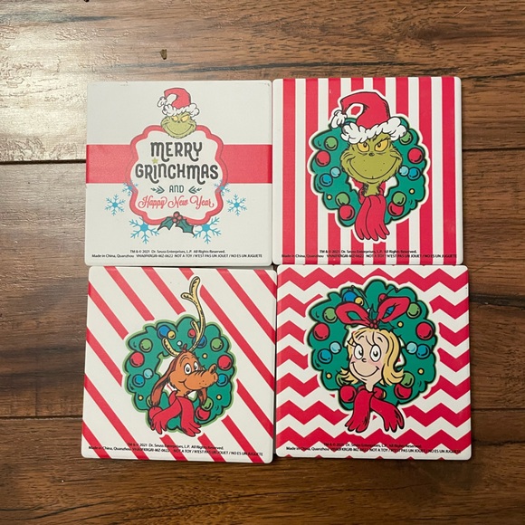Dr. Seuss | Dining | Dr Seuss The Grinch Set 4 Coasters | Poshmark
